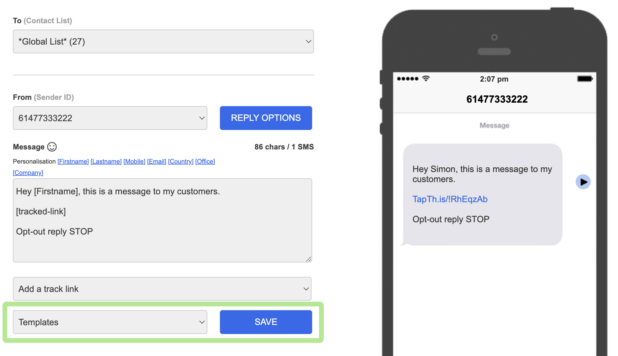 How to send an SMS message